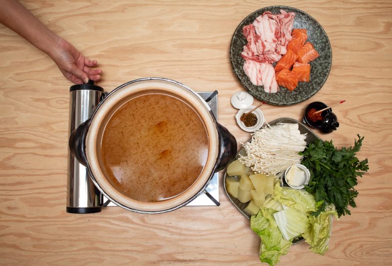 Miso Butter Hot Pot with Salmon and Pork – Happy Donabe Life