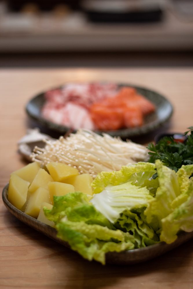 Miso Butter Hot Pot with Salmon and Pork – Happy Donabe Life